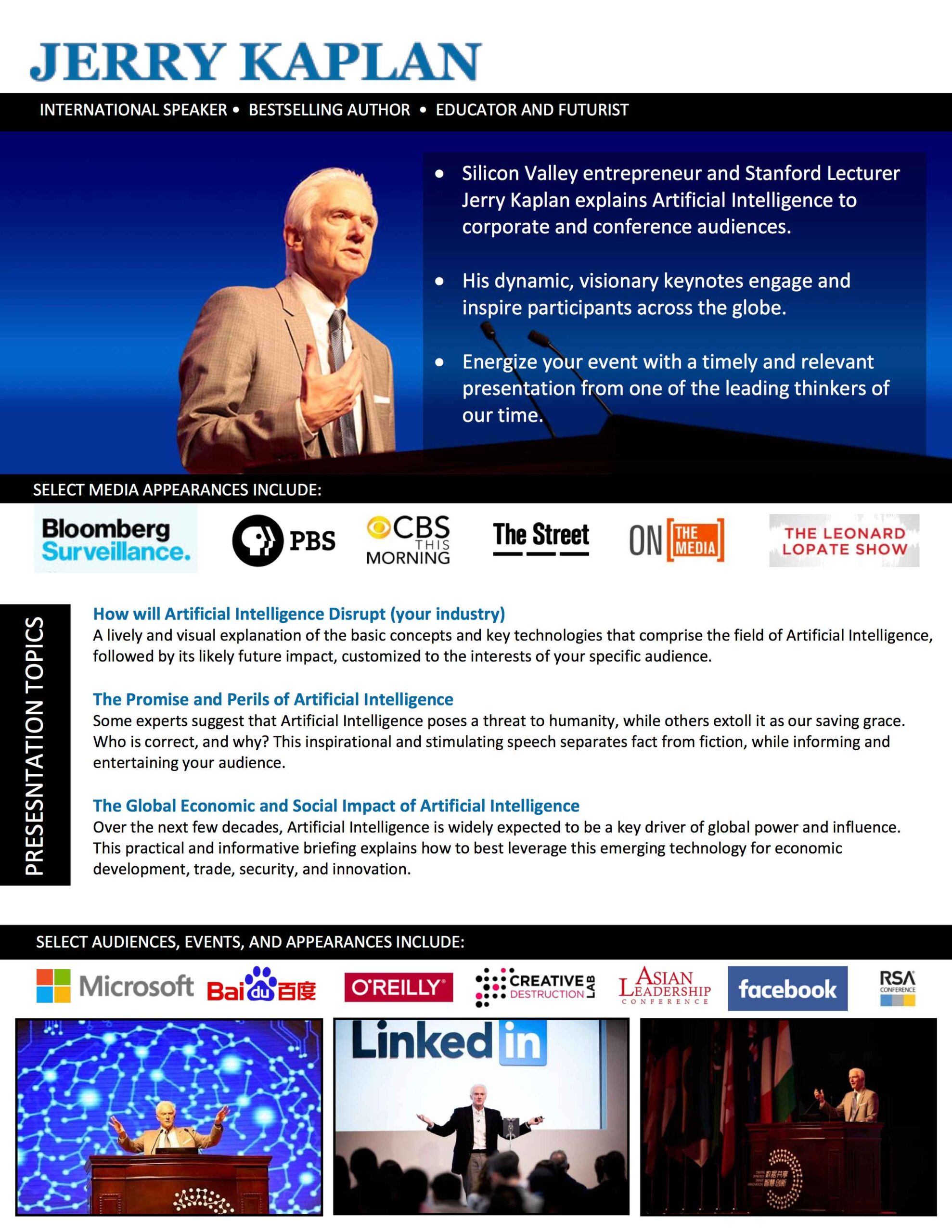 Jerry Kaplan| Speaker | CAL Entertainment